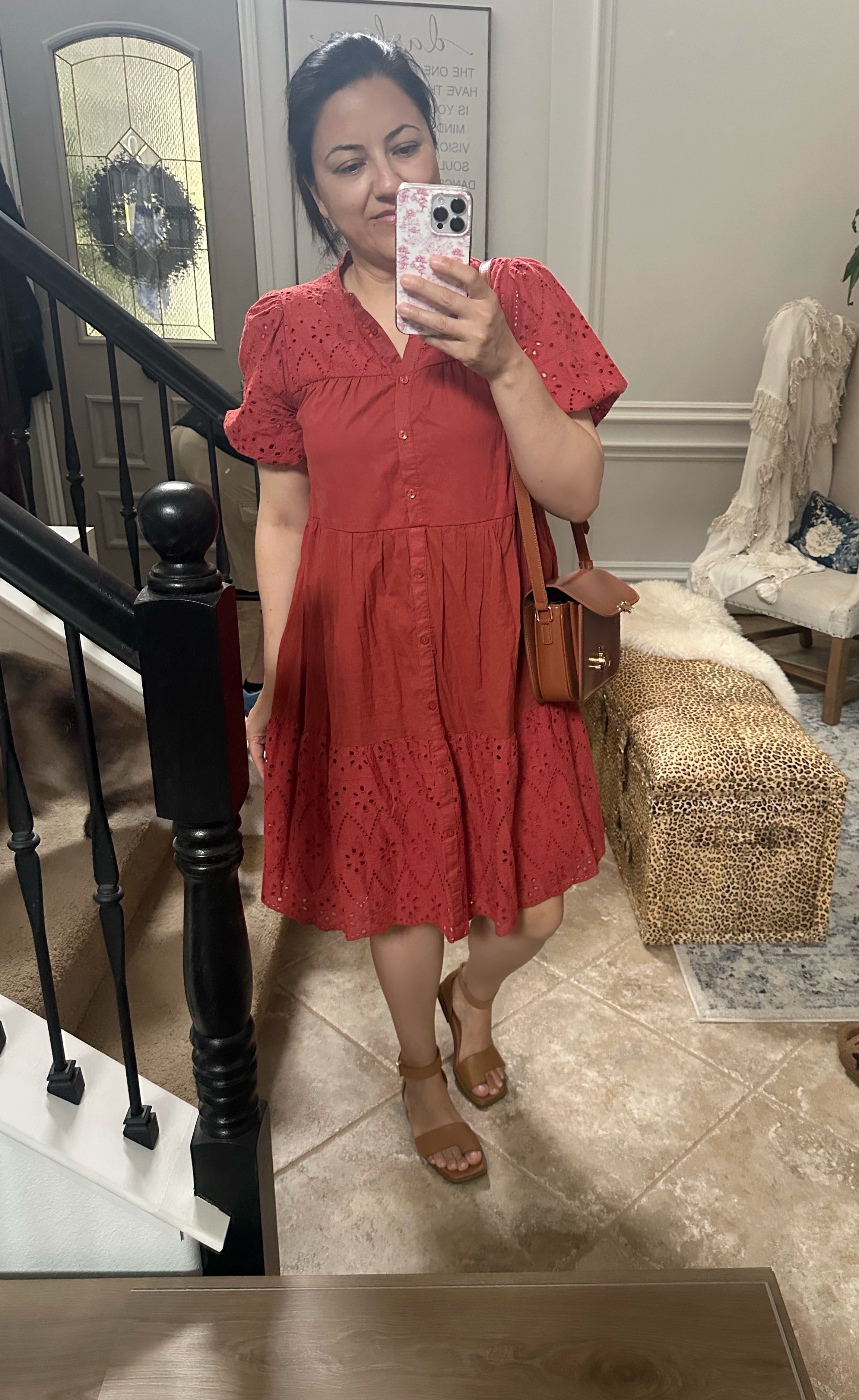 Luna Rust Cotton Eyelet Dress – Skirt Society