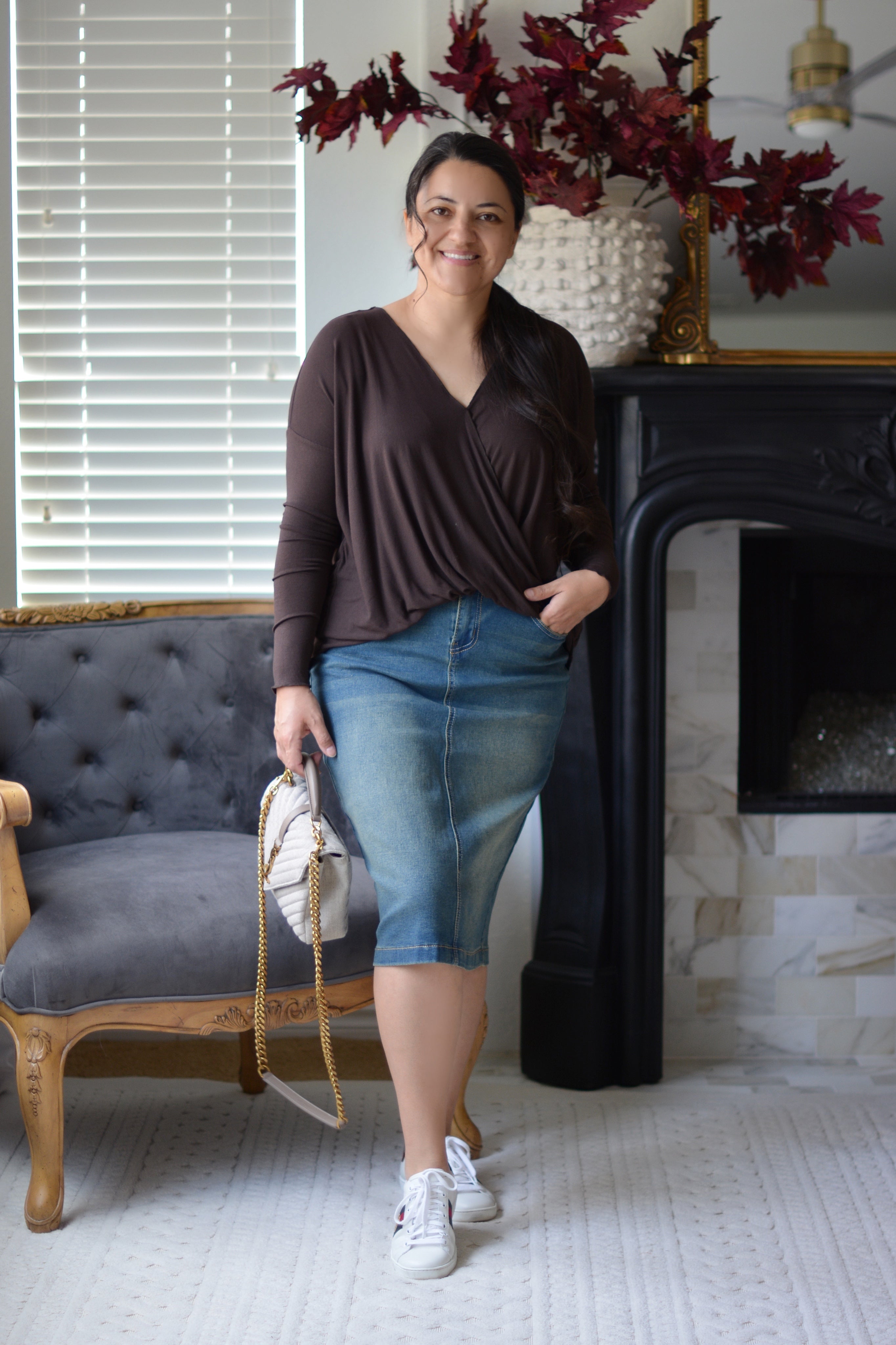 Adeline Brown Casual Top – Skirt Society